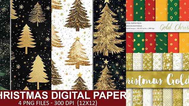 Gold Glitter Christmas Digital Papers & SVG Cut Files
